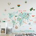 Country Names Colorful World Map Sticker, Animal World Map Decal, Peel ...