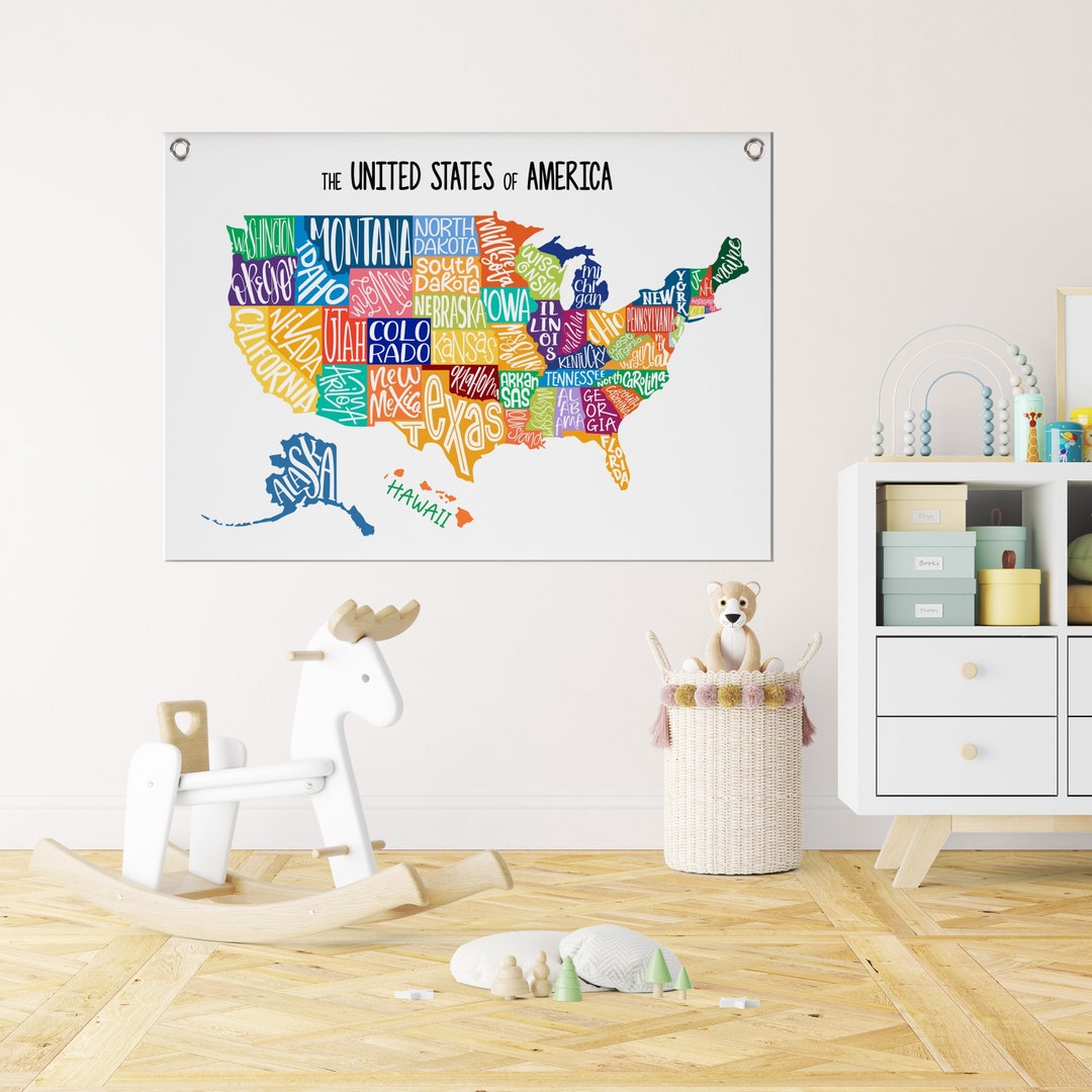 United States Map, Usa Map Wall Decor, Classroom Decor ,map of USA, Kid ...