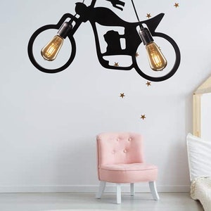 Wooden Motorbike Chandelier, Rustic Decorative Lighting, Boy's Room ...