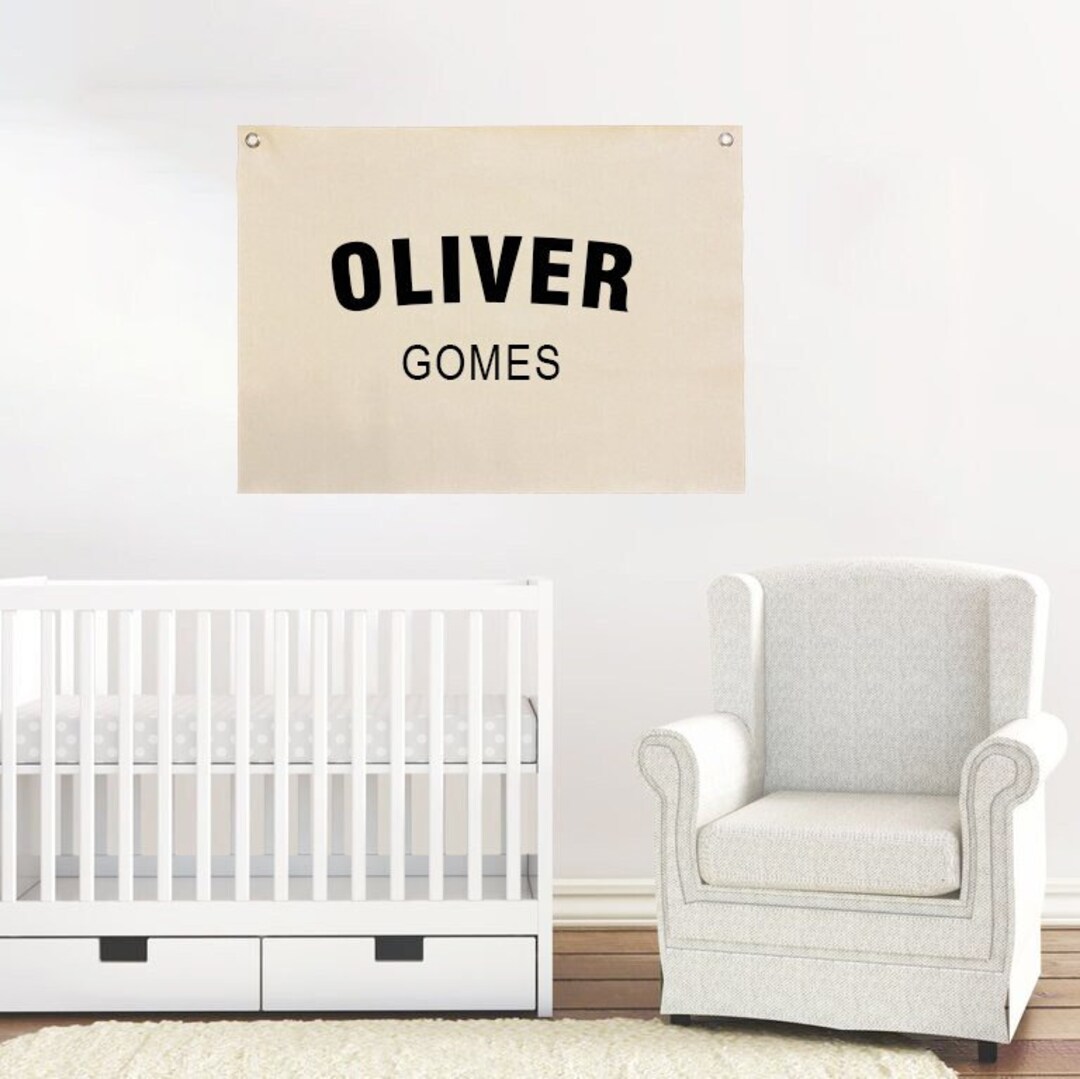 Personalized Canvas Banner, Nursery Name Flag, Custom Name Canvas Flag ...