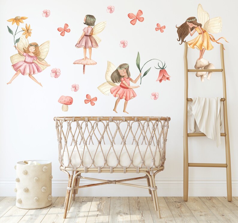 Watercolor Fairies Wall Decal, Fairytale and Butterfly Wall Decal ...