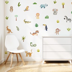 Safari Animals Jungle Kids Wall Decal, Nursery Jungle Sticker, Safari ...