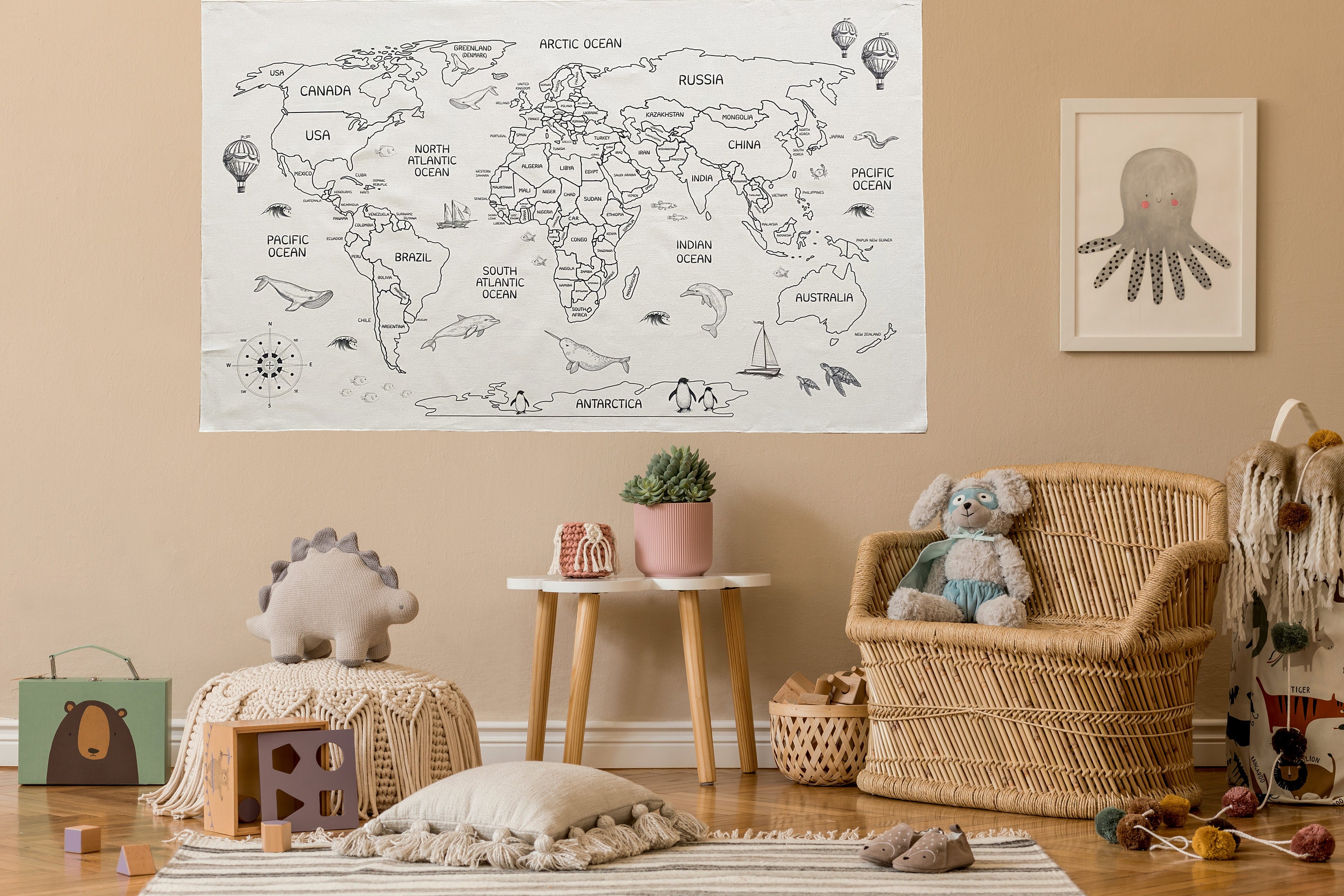 Country Names World Map Wall Tapestry World Map Tapestry Kid - Etsy