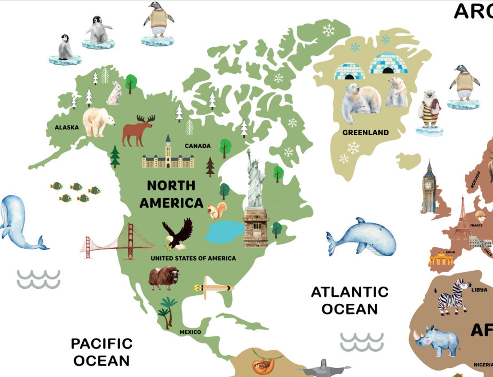 Big World Map Decal Boho World Map Decal Large World Map for | Etsy