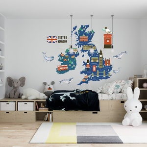 United Kingdom Map Decal, Kid Room Map Decal, United Kingdom Map ...