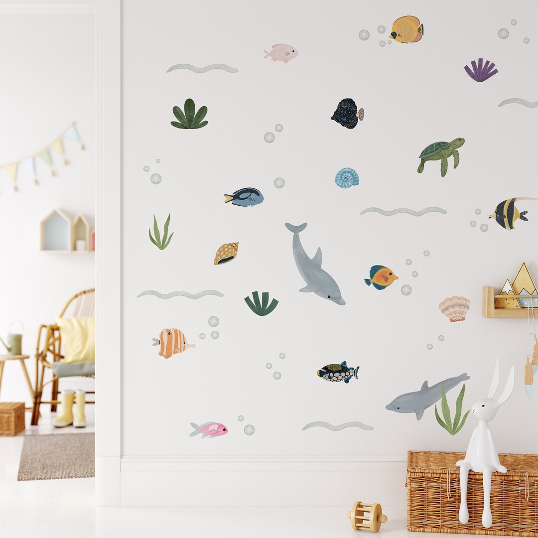 Ocean Animals Wall Sticker, Nursery Undersea Decal, Fish Wall Sticker ...