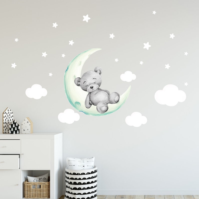 Grey Sleepy Bear Decal Nursery Wall Decal Bear Wall Decal - Etsy