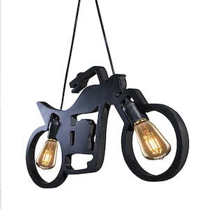 Wooden Motorbike Chandelier, Rustic Decorative Lighting, Boy's Room ...
