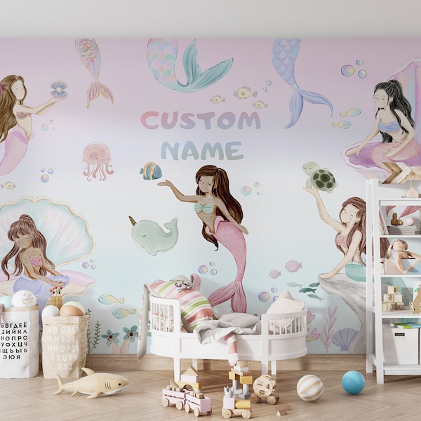 Mermaid Wall Wallpaper - Etsy