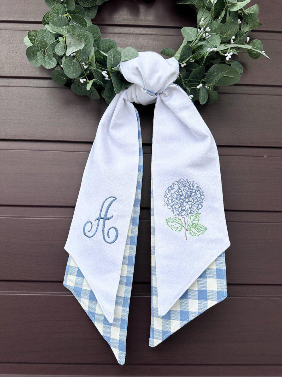 Personalized Wreath Sash Hydrangea, Spring Summer Wreath Decor, Mothers ...
