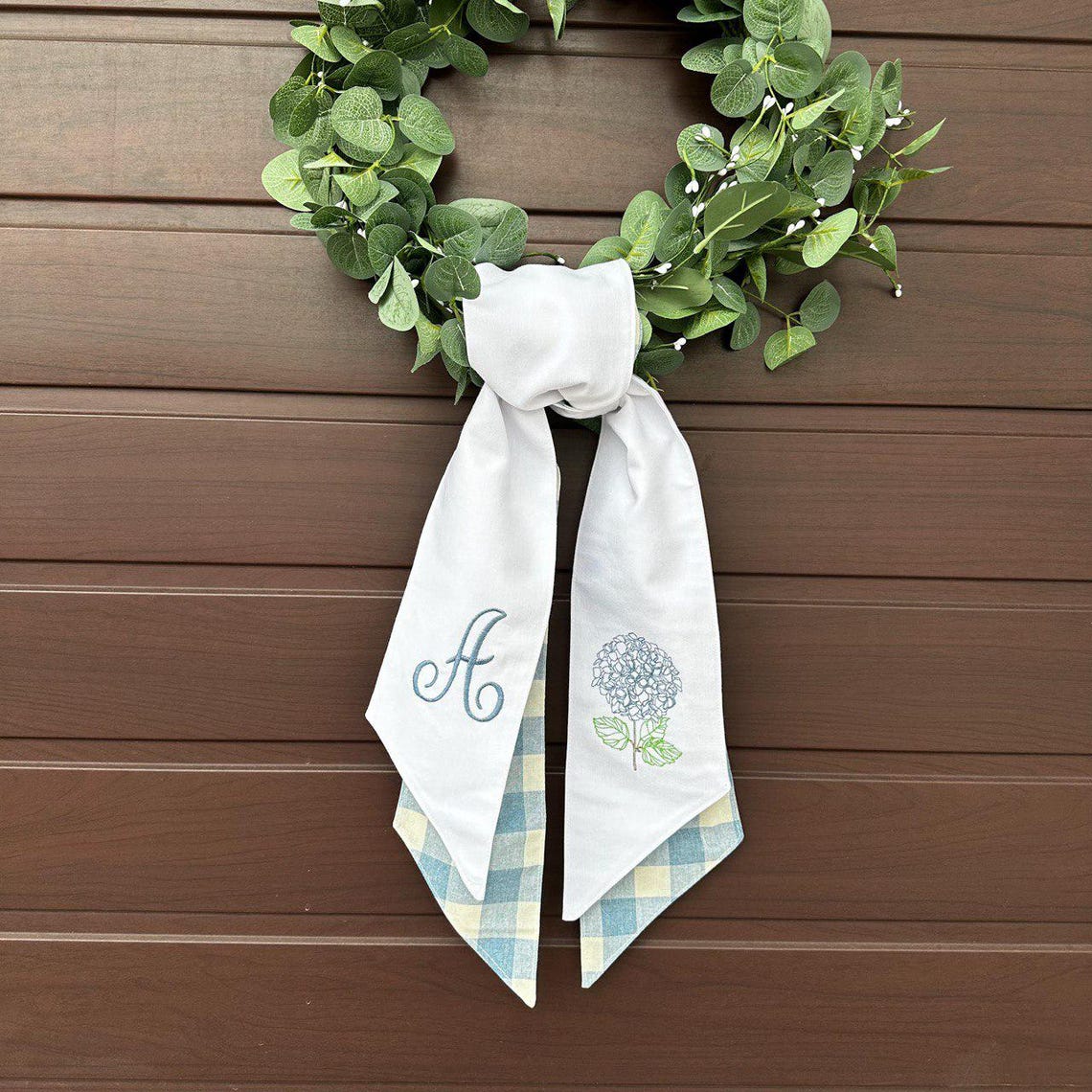 Personalized Wreath Sash Hydrangea, Spring Summer Wreath Decor, Mothers ...