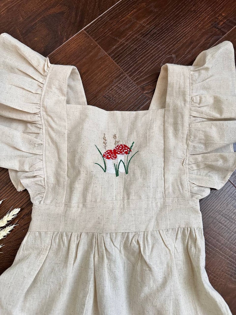 Personalized Pinafore Apron, Baby Boho Linen Apron, Forest Theme Apron ...