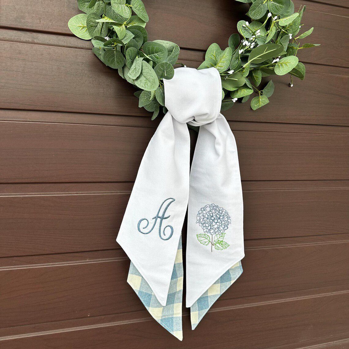 Personalized Wreath Sash Hydrangea, Spring Summer Wreath Decor, Mothers ...