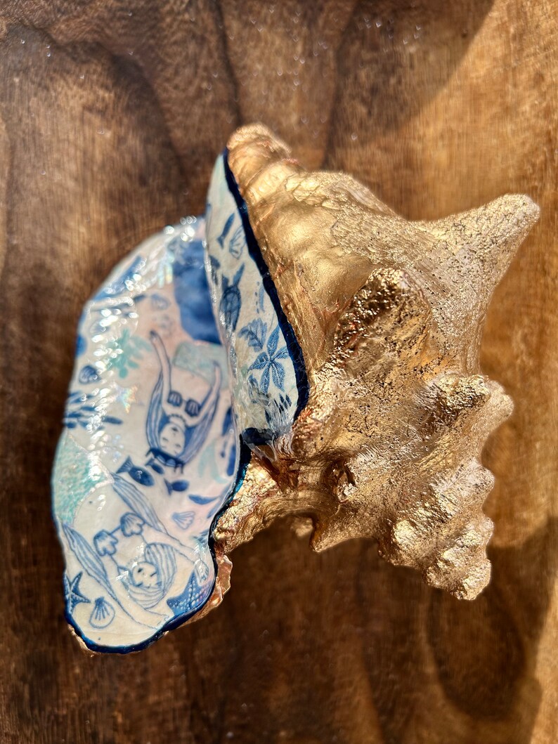Découpage Mermaid Conch Shell Gold Metallics Découpage - Etsy