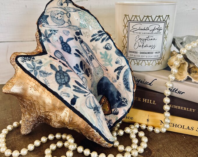 Découpage Mermaid Conch Shell Gold Metallics Découpage Queen Conch ...