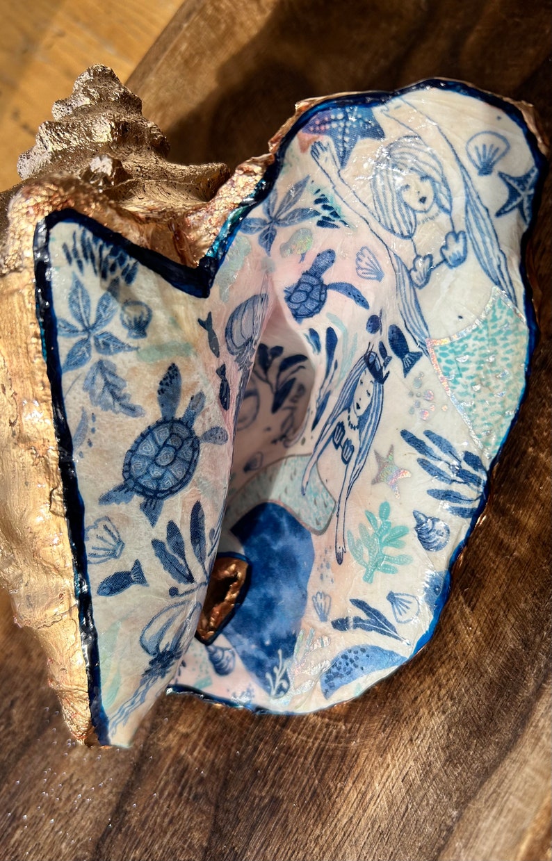 Découpage Mermaid Conch Shell Gold Metallics Découpage - Etsy