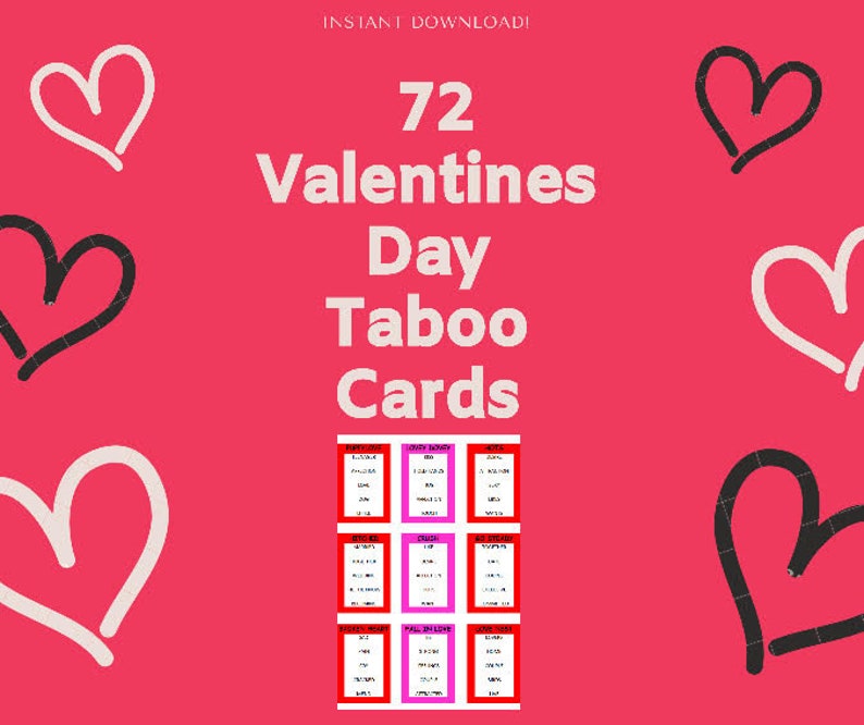 Printable Valentine's Day Taboo Game Cards - Instant Download Game for ...