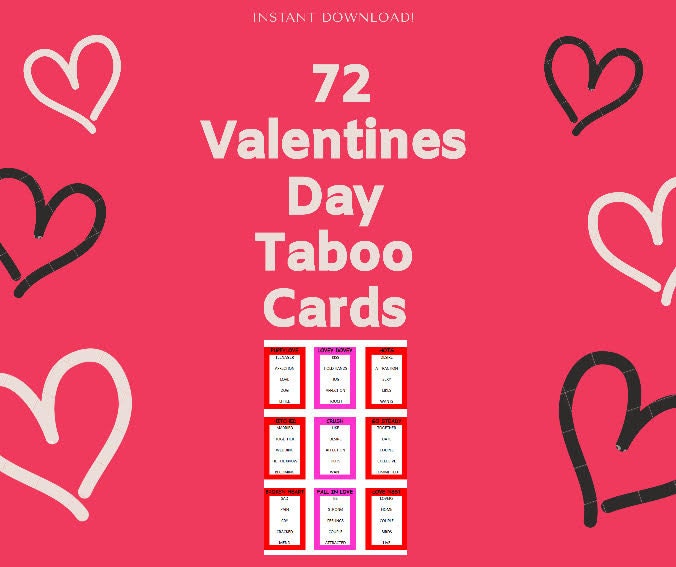 Printable Valentine's Day Taboo Game Cards - Instant Download Game for ...