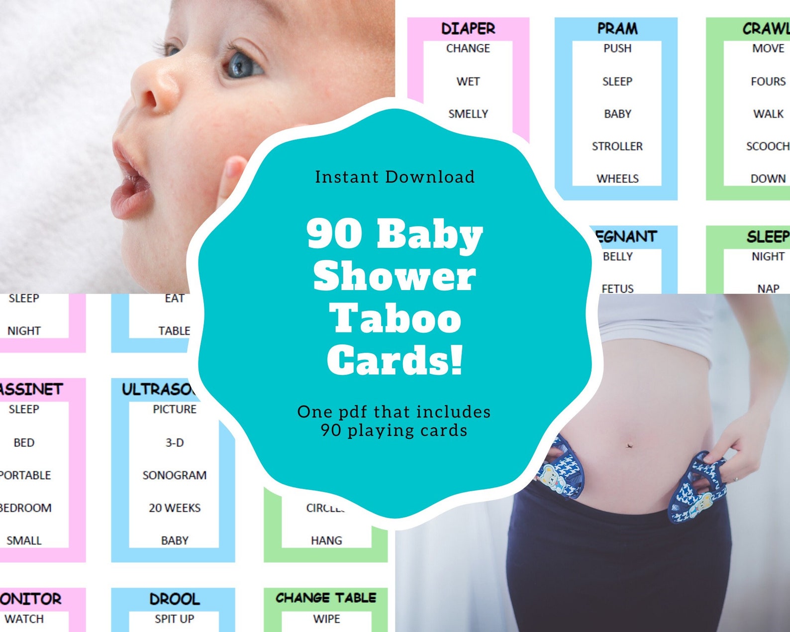 Printable Baby Shower Taboo Game Cards - Instant Download Game for ...