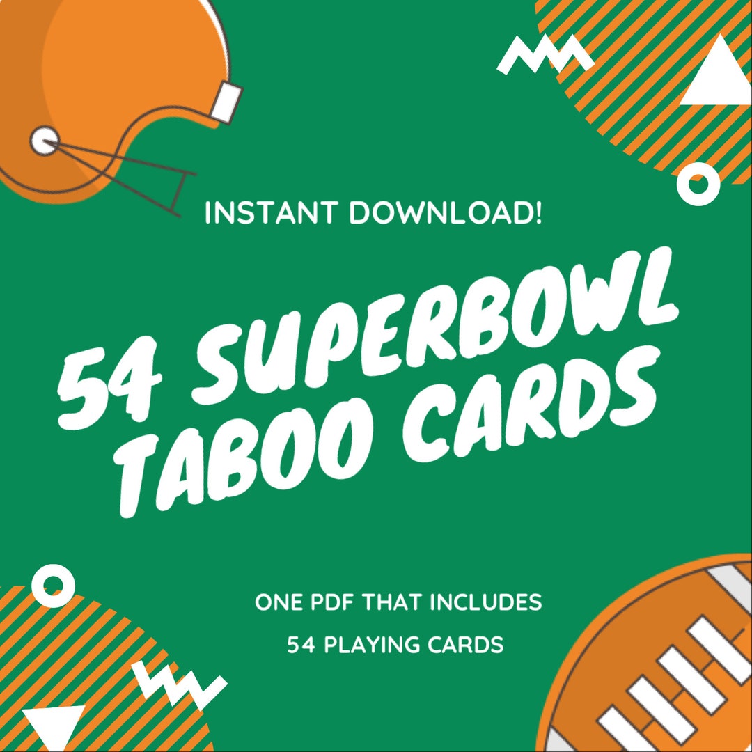 Printable Super Bowl Football Taboo Game Cards - Instant Download Game ...