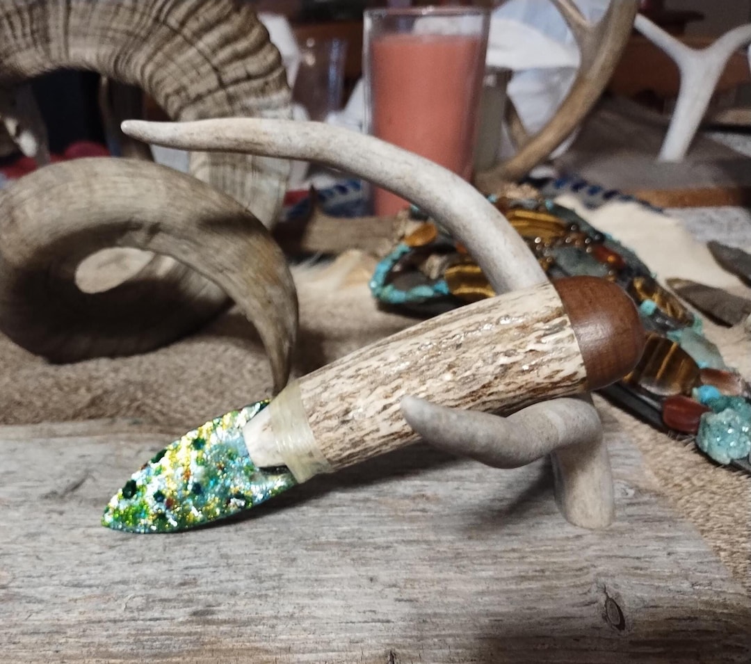 Obsidian Knapped, Flint Knapped, Artisan Glass Knapped Two Toned Knife ...