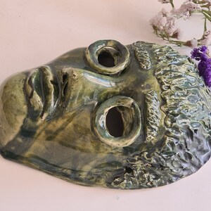 Moss Green Mask Face Uniqual, Ceramic Mask With Glasses - Etsy