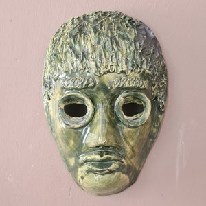 Moss Green Mask Face Uniqual, Ceramic Mask With Glasses - Etsy
