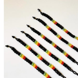 Rasta Huichol Beaded Flower Bracelet, Rastafarian Mexican Daisy Floral ...