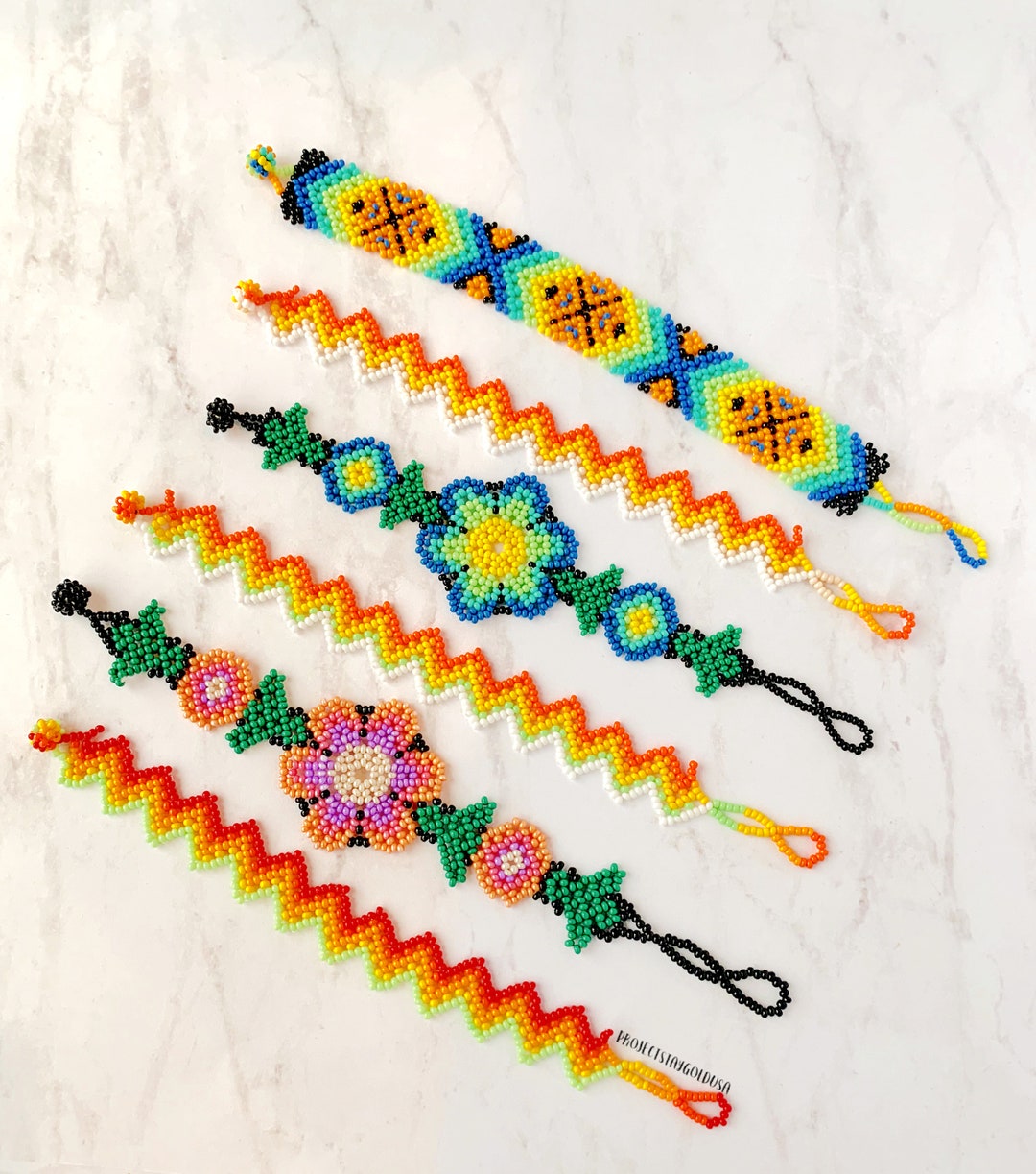 Huichol Mexican Beaded Seed Bracelets, Tribal Jewelry, Authentic ...