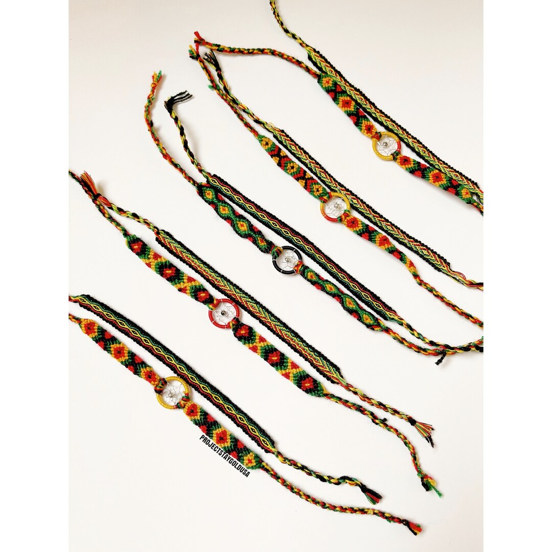 Rastafari Bracelets, Rasta Handwoven String Mexican Bracelets With ...