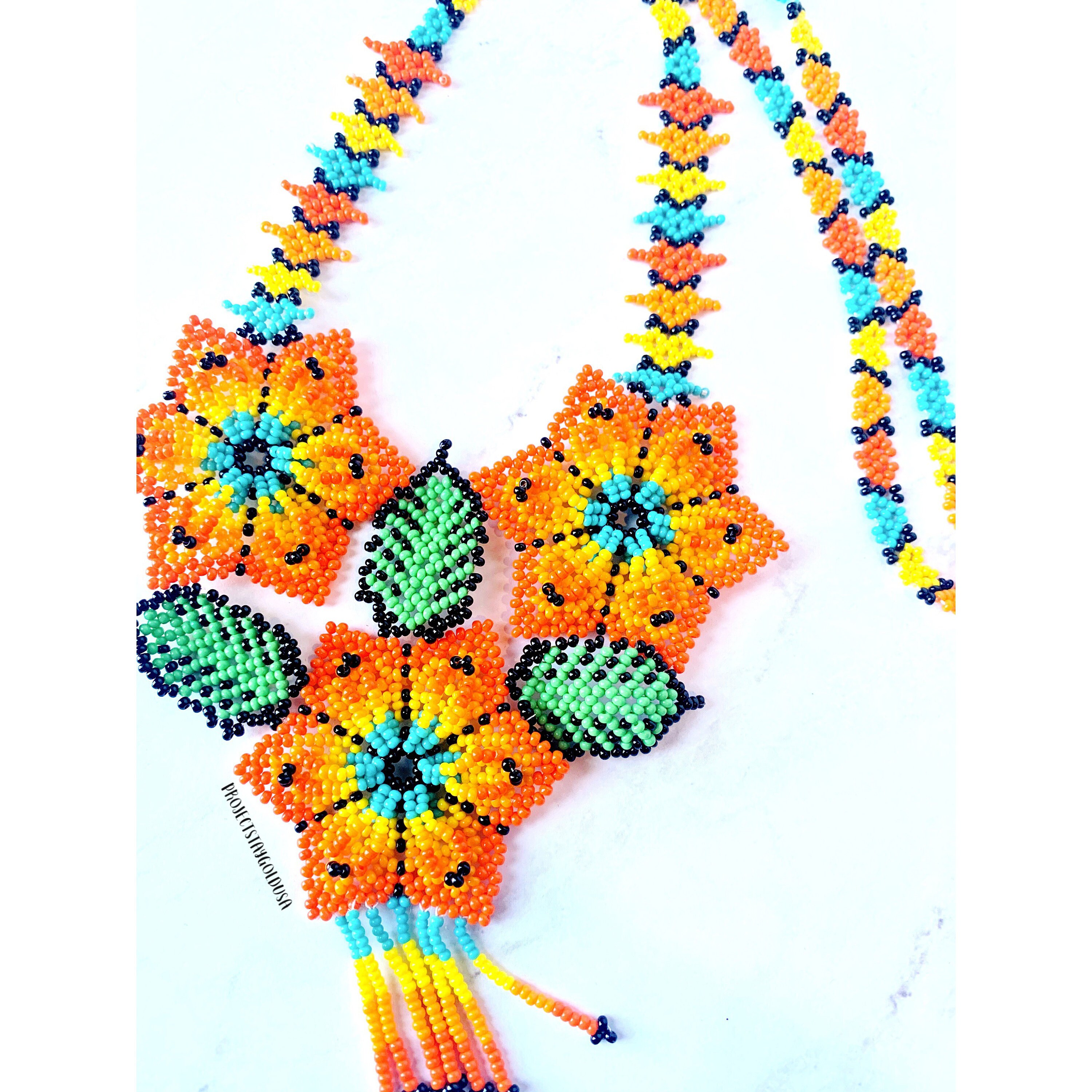 Trio Sunflower Sunrise Beaded Seed Necklace Mexican Tribal | Etsy