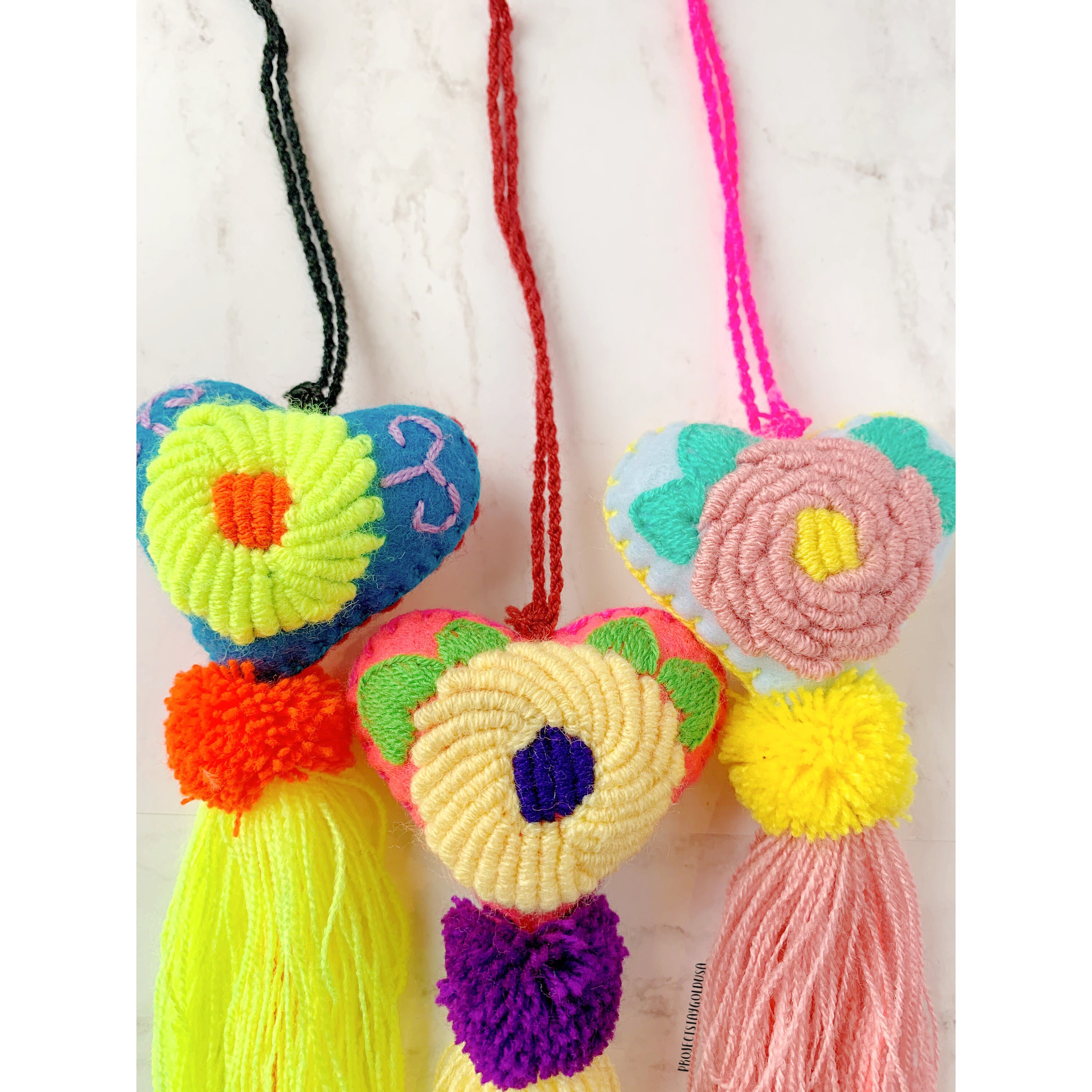 SET OF 3 Mexican Felt Pom Pom Car Accessory Ornament Pom - Etsy