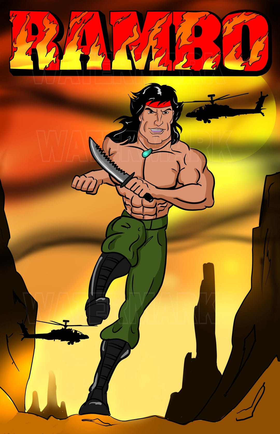 RAMBO Original Drawing Inspired by the 80’s Cartoon 11 X 17 Print ...