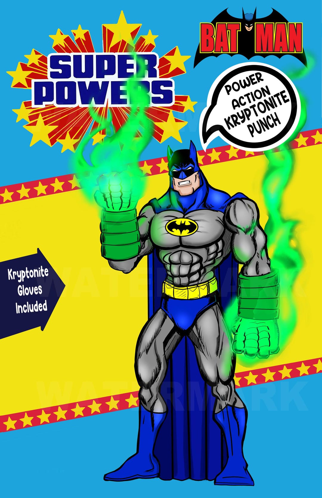 Super Powers Original Classic Batman With Kryptonite Gloves 11 X 17 ...