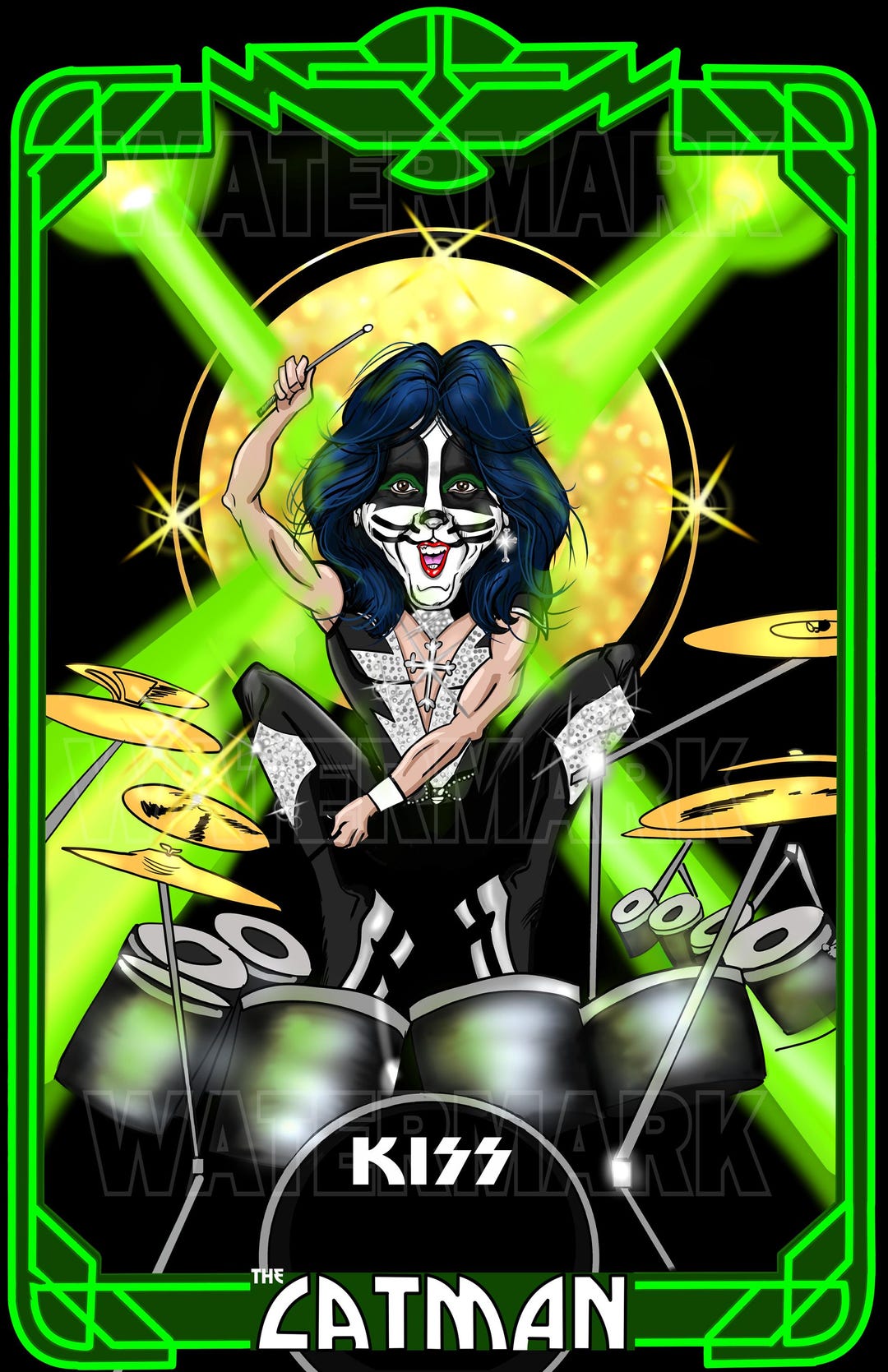 The Catman Original Caricature 11 X 17 Print- Kiss the Band - Etsy