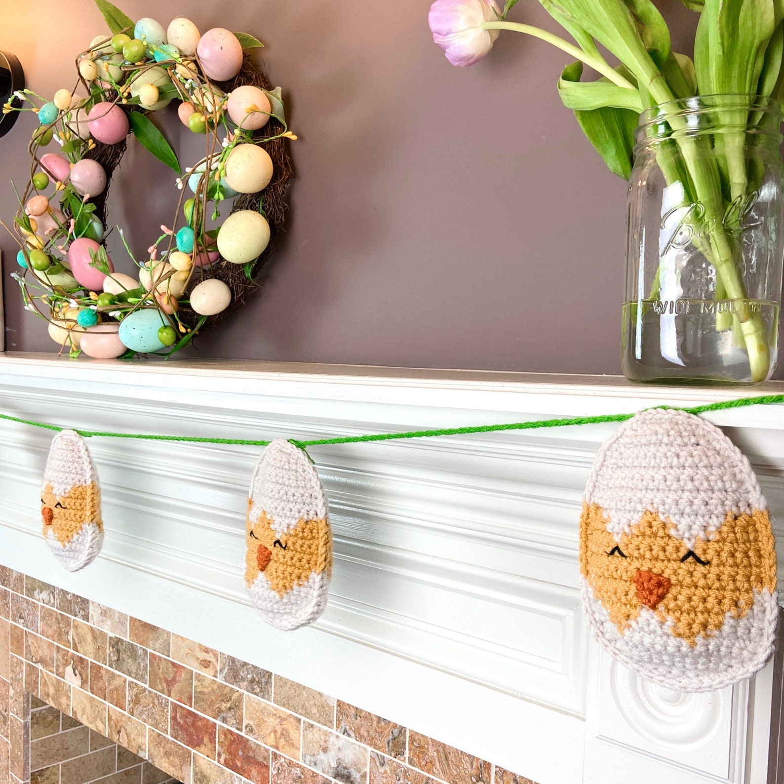 Easter Chick Crochet Pattern, Crochet Garland Pattern, Easter Eggs ...
