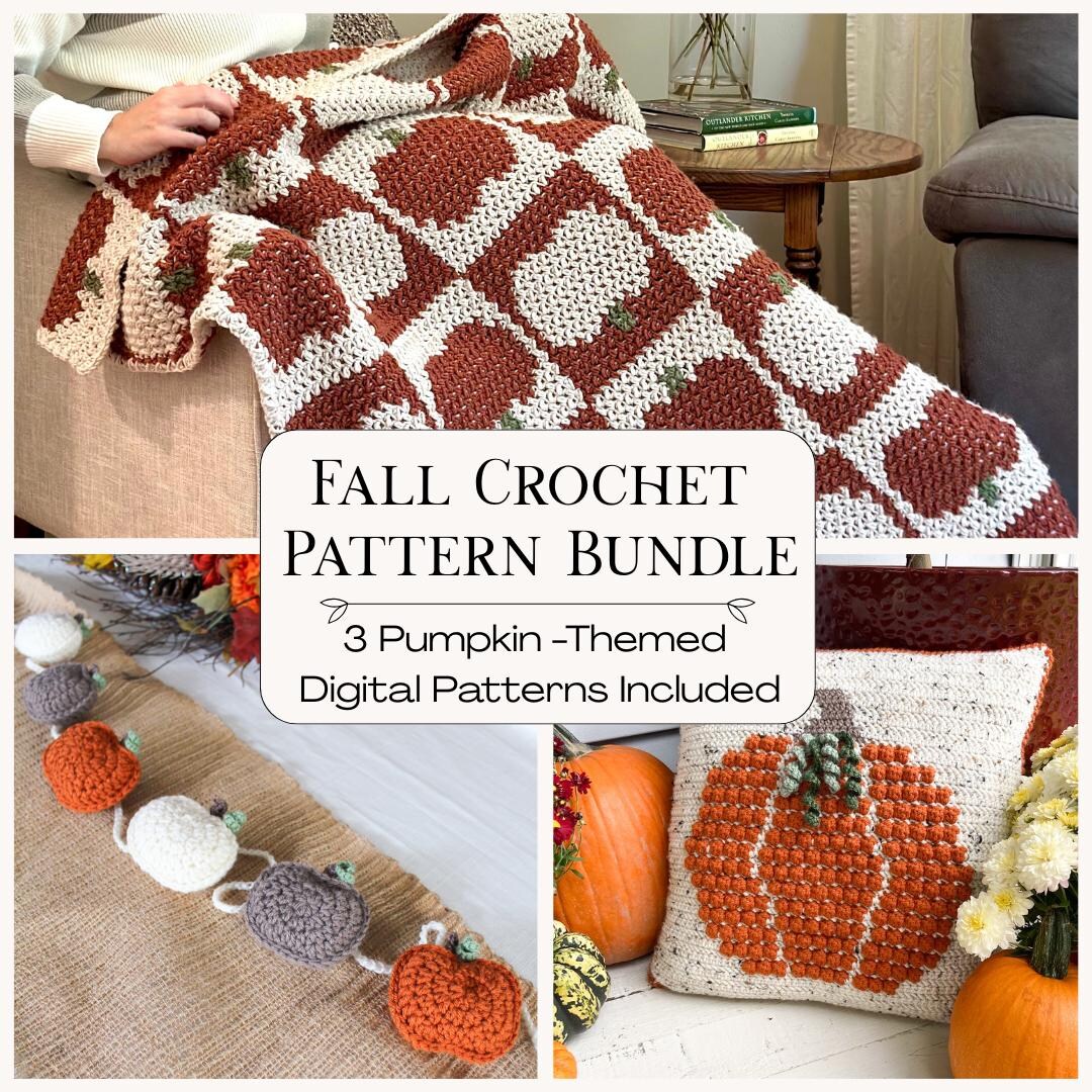 Fall Digital Crochet Pattern Bundle, Printable Autumn Patterns, Pumpkin ...