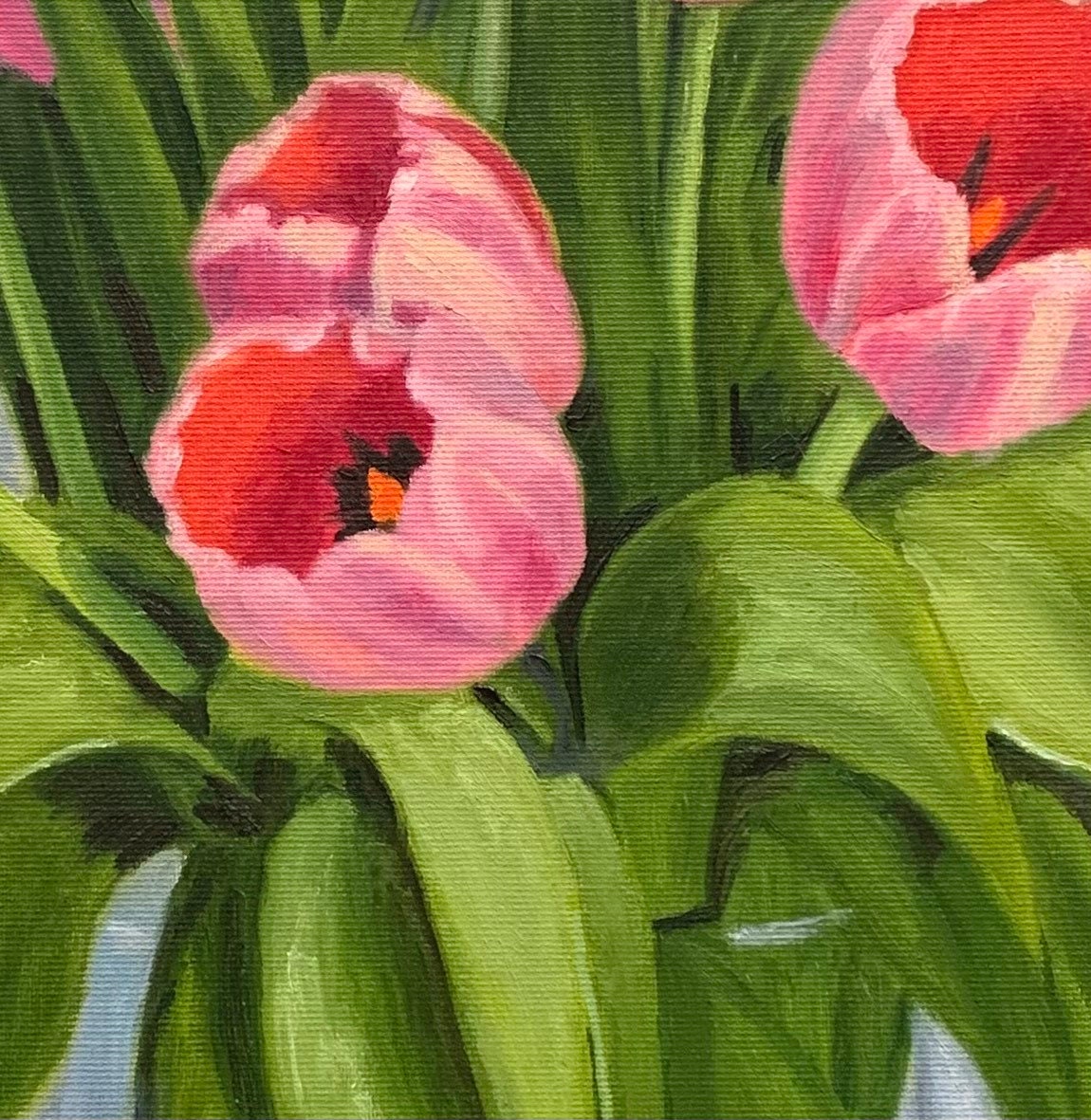 Pink Tulips Painting. Oil Painting on Canvas. Original Oil Art. Floral ...