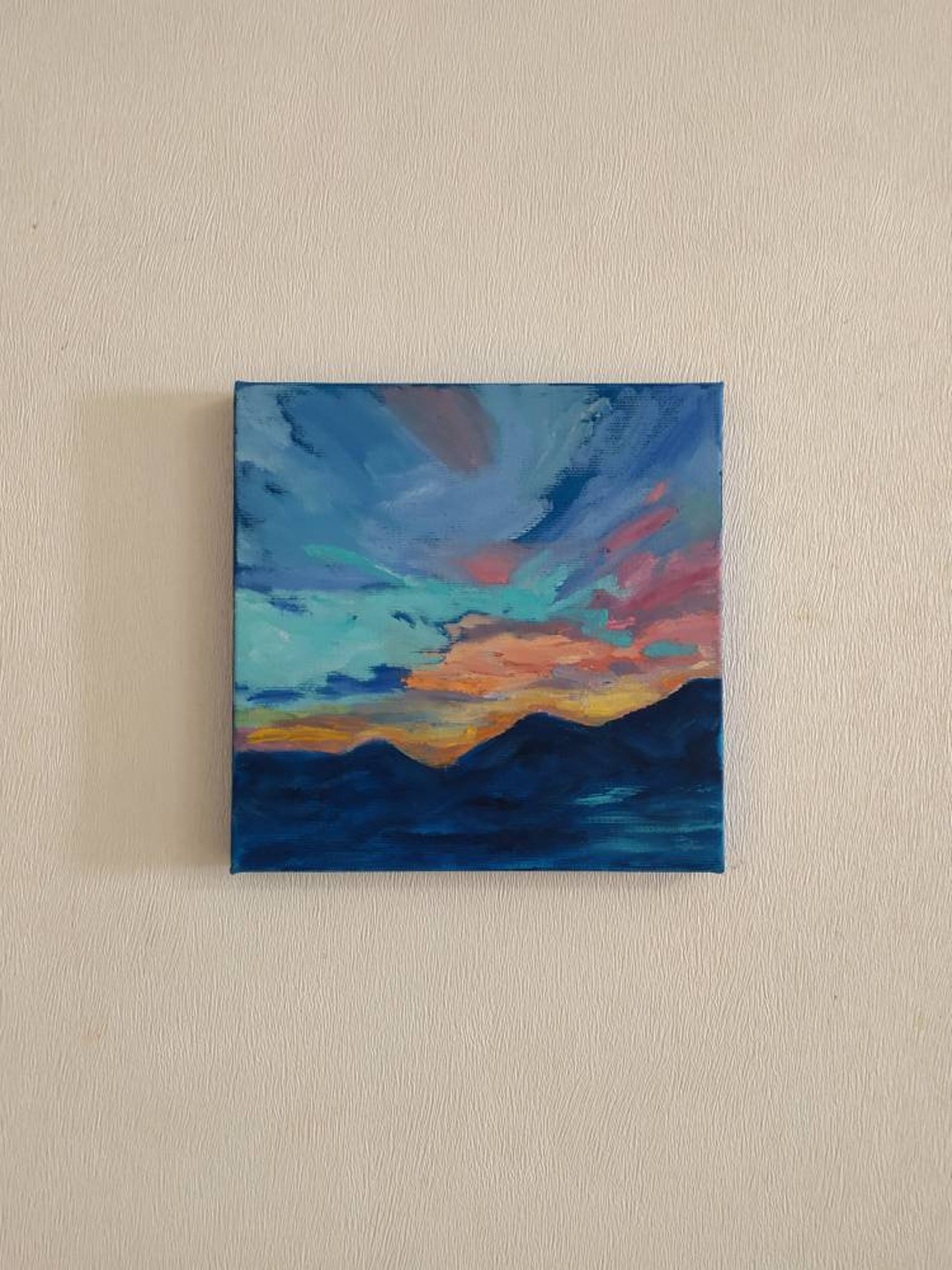 Abstract landscape sky sun oil painting on canvas. Sunset | Etsy