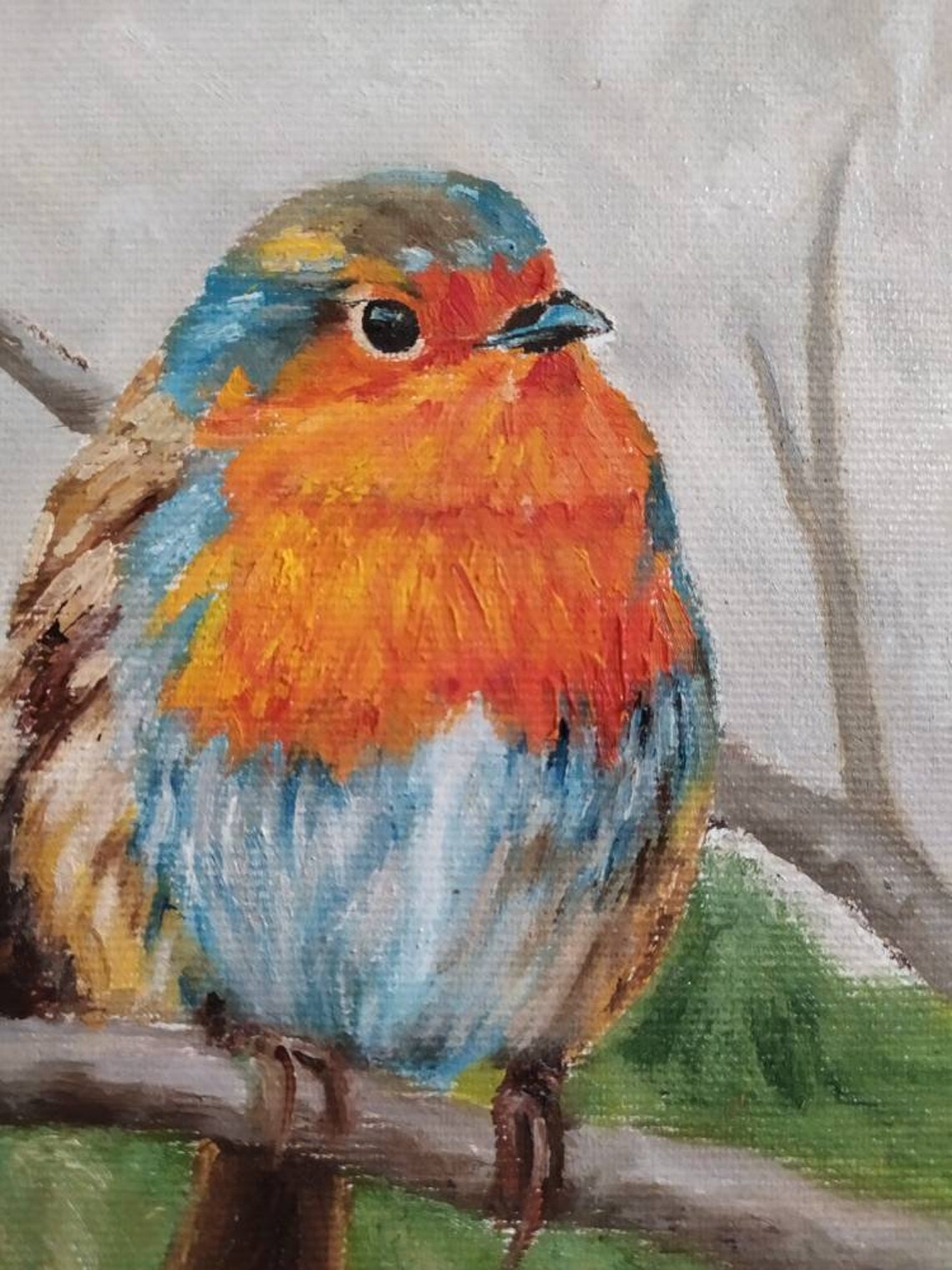 Robin Bird Painting. Original Oil Painting on Canvas. Hand - Etsy