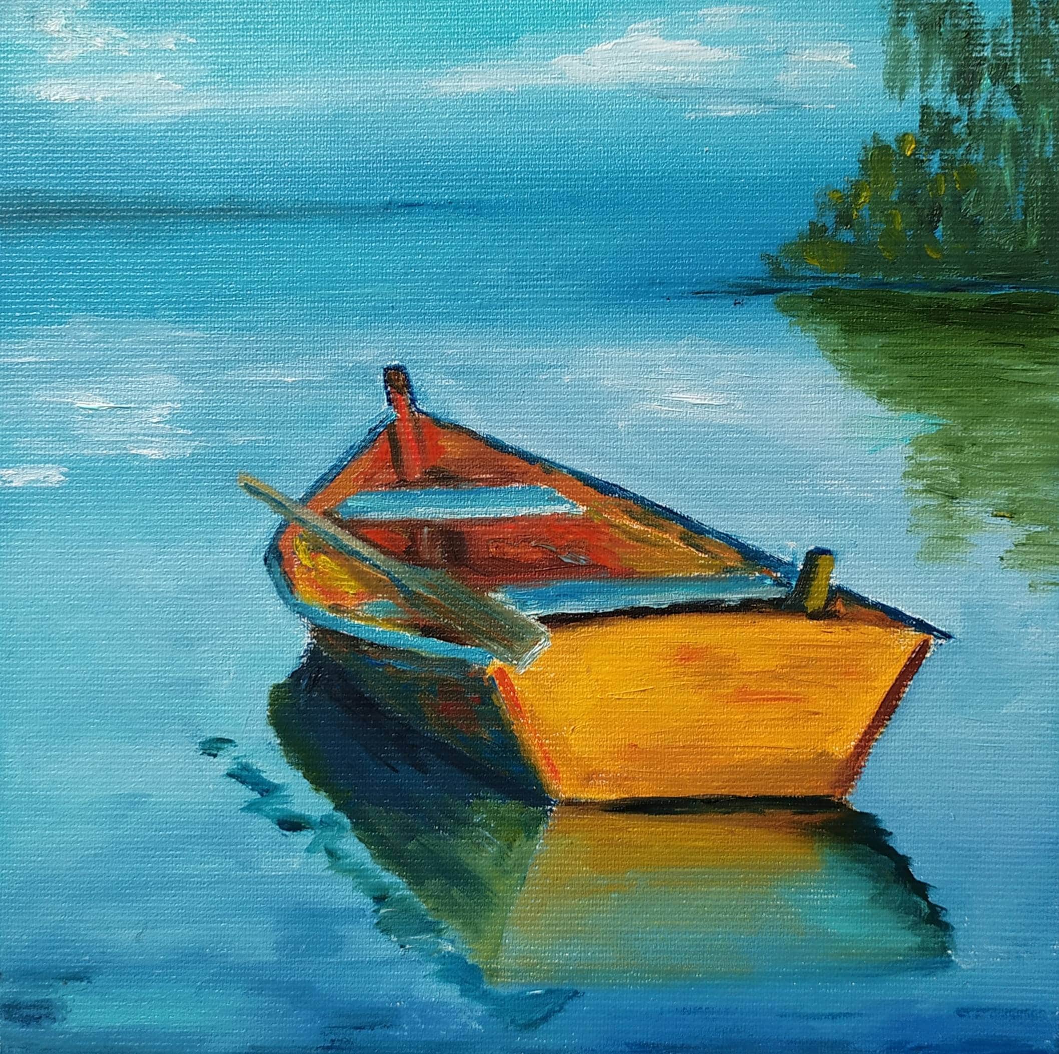 Boot auf dem Wasser. Original-Kunst. Seascape Ölgemälde auf | Etsy