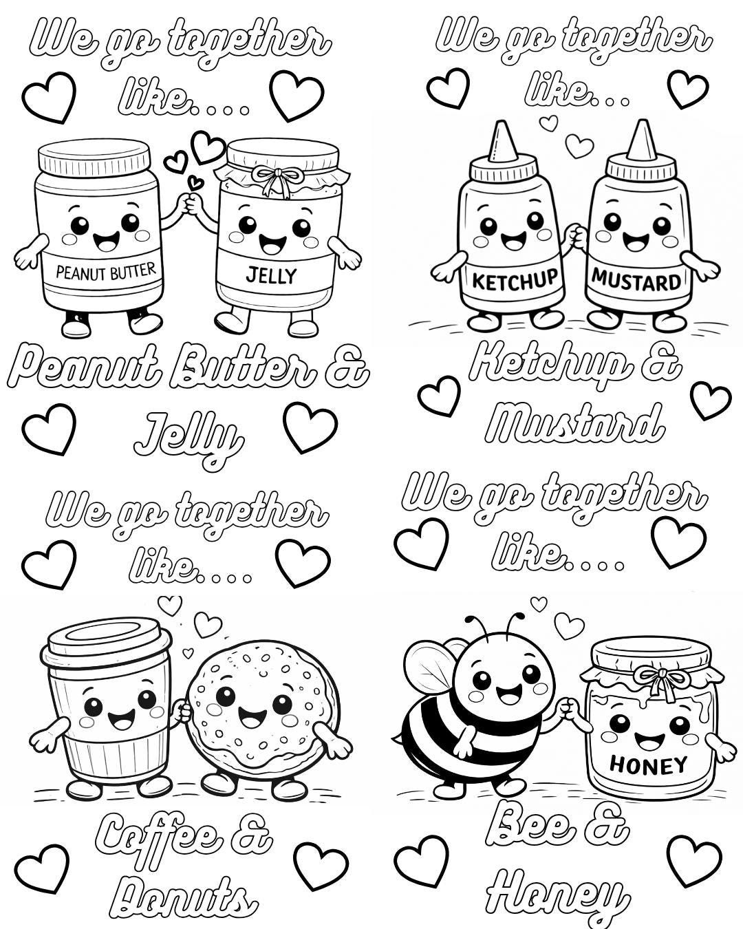 The Perfect Pair Valentines Day Coloring Book, Digital Pages, Adult ...