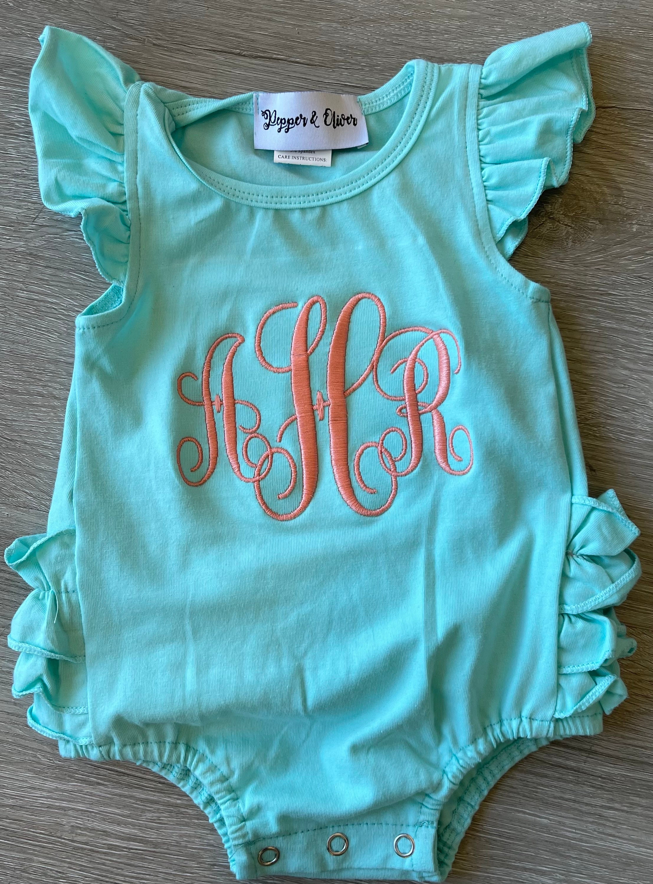 Pepper and Oliver Custom Baby Outfit Embroidered Monogram - Etsy