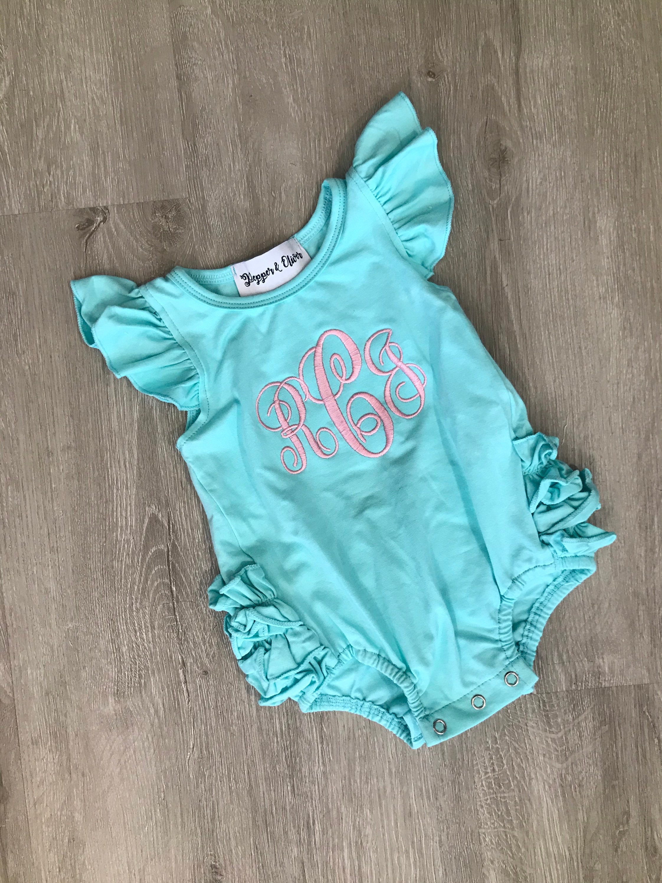 Pepper and Oliver Custom Baby Outfit Embroidered Monogram - Etsy
