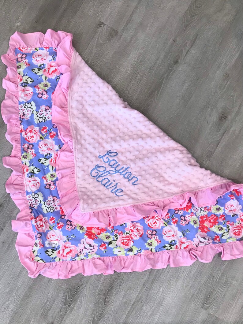Heirloom Periwinkle Coral or Pink Personalized Minky Baby - Etsy