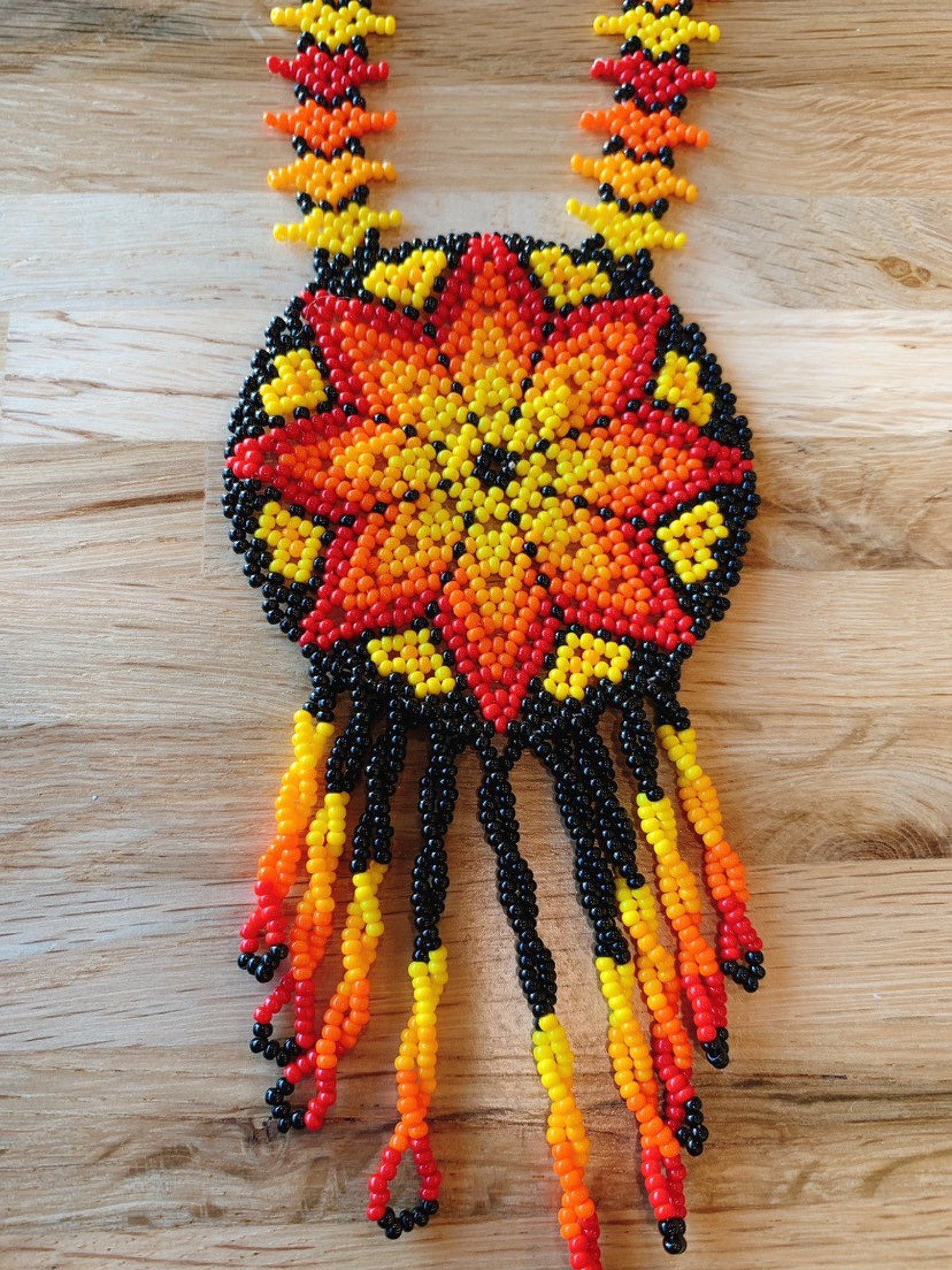 Mexican Huichol Necklace Floral Boho Huichol Craft | Etsy