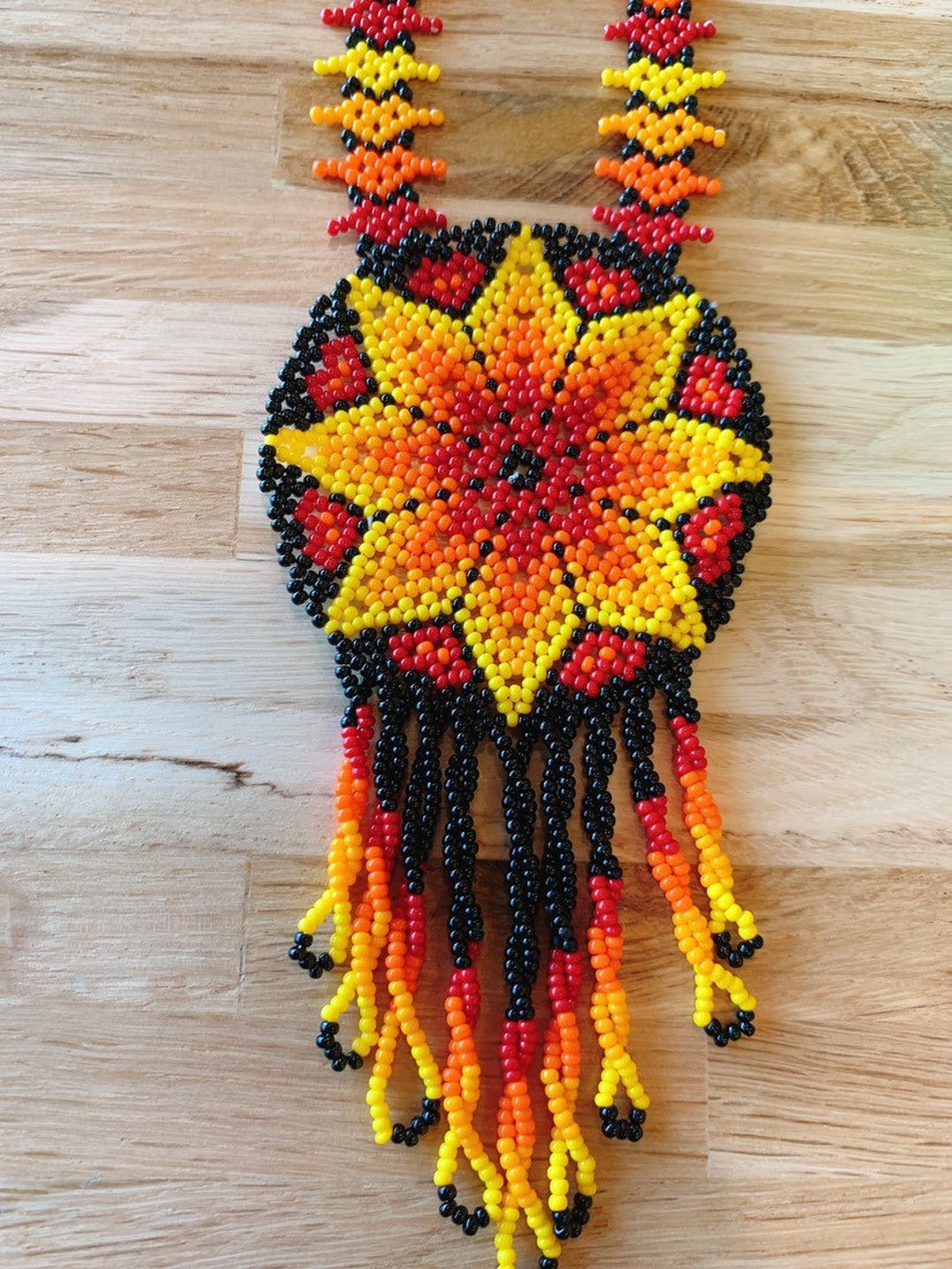 Mexican Huichol Necklace- Floral - Boho - Huichol Craft Necklace - Etsy