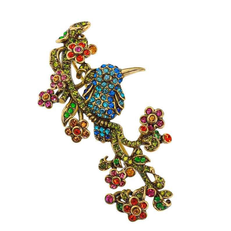 Heidi Daus Humming Harmony Crystal Bird Pin Set | Etsy