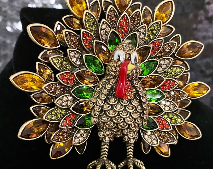Heidi Daus Terry Turkey Thanksgiving Crystal Pin Brooch - Etsy