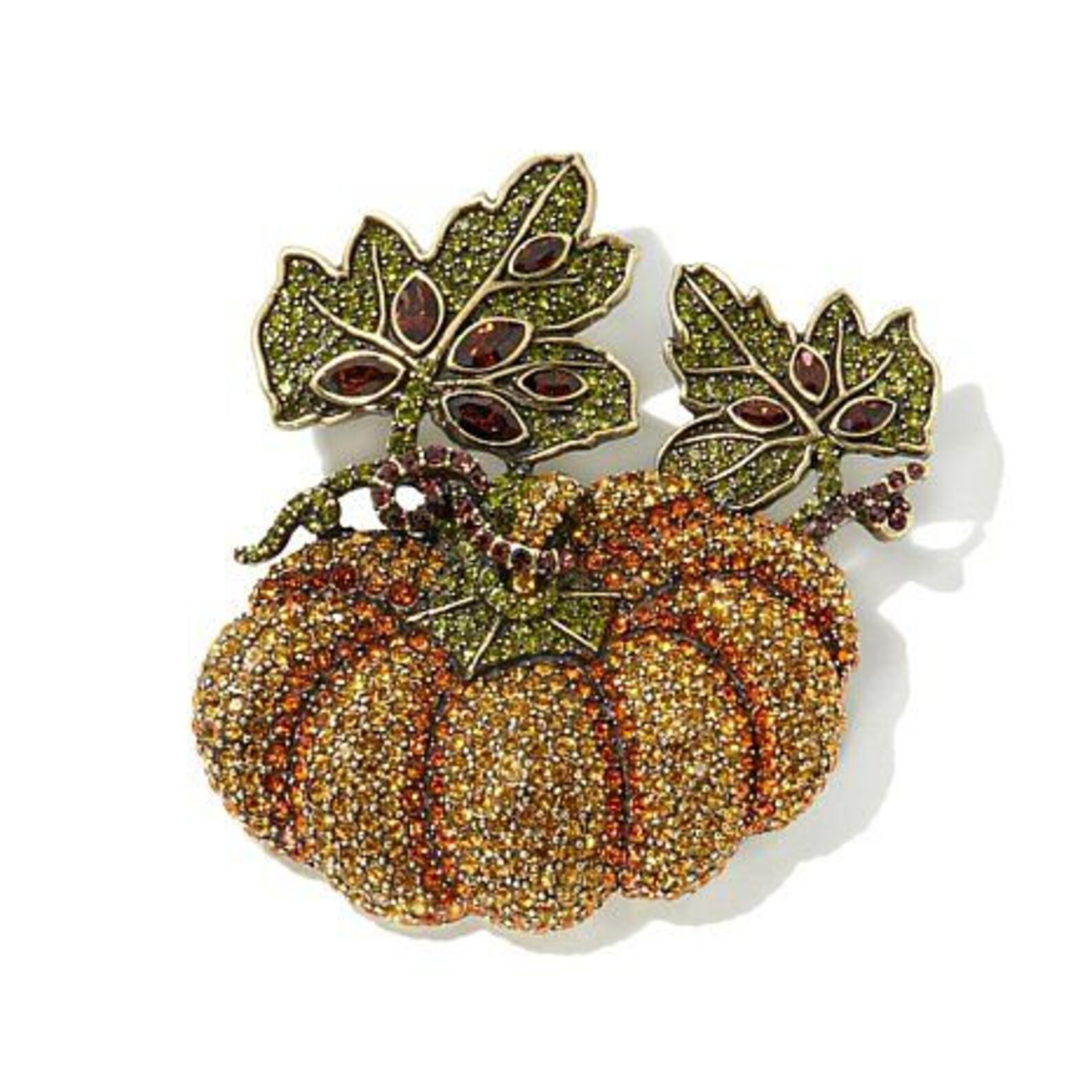 Heidi Daus Precious Pumpkin Crystal Pin Brooch Golden Shadow Etsy